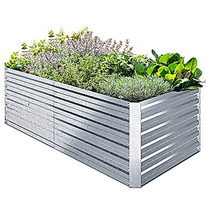 Ohuhu Metal Raised Garden Beds for Vegetables, 6x3x1.9 FT Heightened Extra-Large Reinforced Galvanized Steel Raised Boxes, Heavy Duty Outdoor Planter Box for Seedling Growing Flowers Herbs Succulent