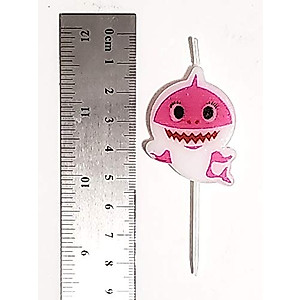 10 Count Special Cake Candles Topper with Holder for Wedding Party Birthday Valentine's Day Cake Decoration, Perfect Wish Gift for Kid and Adult (Baby Shark)