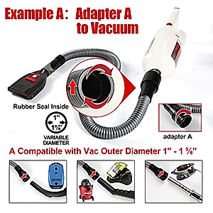 Portek Dog Hair Brush Vacuum Attachment for Most Vacuums, Pet Shedding Grooming Tool, Great for Dog Undercoat Removal, Deshedding Groomer, Extension Hose with Universal Adapters