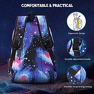 SAMIT Anime Luminous Backpack with USB Charging Port & Anti Theft Lock &Pencil Case Daypack Laptop Backpack (Blue_White)
