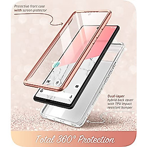i-Blason Cosmo Series Case for Google Pixel 6a (2022 Release), Slim Full-Body Stylish Protective Case with Built-in Screen Protector (Marble)