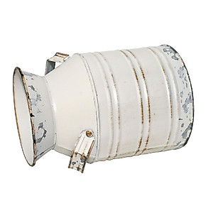 PHILPETY Shabby Chic Classy Designed White Milk Can Galvanized Finish Metal Vase Country Rustic Primitive Decorative Flower Holder, 7.5" H