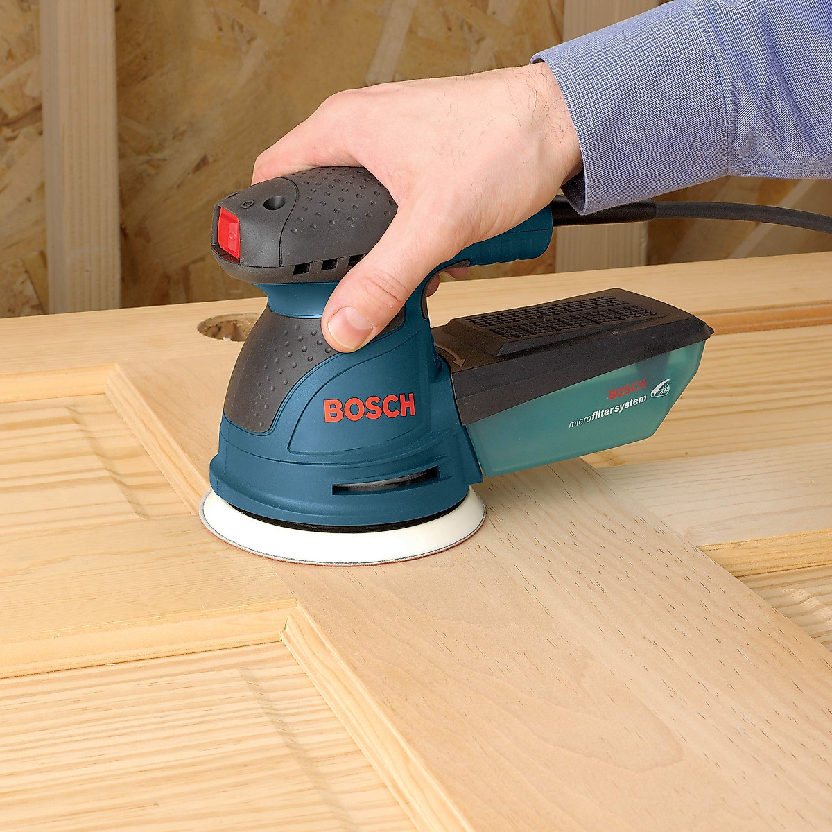 Bosch ROS20VSC-RT 5 in. VS Palm Random Orbit Sander Kit with Canvas Carrying Bag (Renewed)