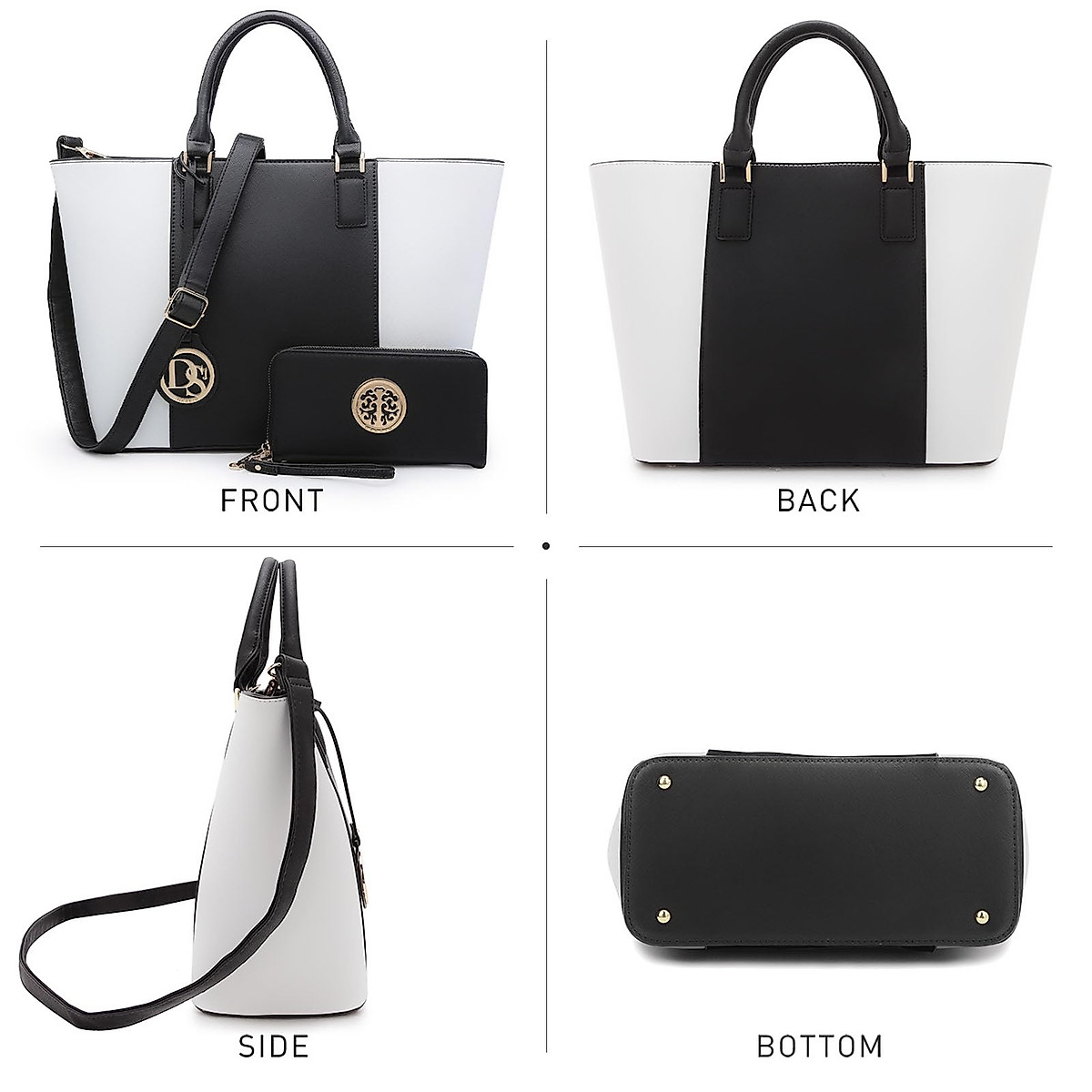 Dasein Satchel Purse Handbag for Women Large Shoulder Work Tote Bag With Matching Wallet