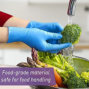 OMELAW Nitrile gloves Large Blue, Pack of 100, Latex Free Powder Free Glove Ambidextrous, Ultra-Strong, Non-Sterile Food Safe