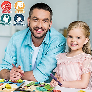 Toddler Puzzles, Wooden Toddler Puzzles Ages 1-3, Montessori Toys for 2-4 Year Old Boys Girls, 4 Pack Animal Shape Preschool Montessori Toys for Boys and Girls