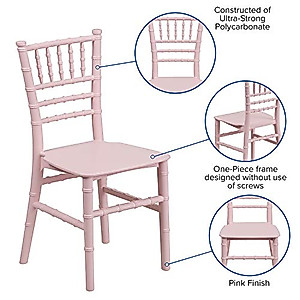 Flash Furniture Child’s Pink Resin Party and Event Chiavari Chair for Commercial & Residential Use