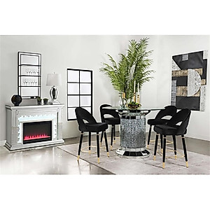 MAKLAINE Pedestal Round Glass Top Counter Height Table in Mirror