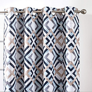 DriftAway Diamond Trellis Plaid Room Darkening Curtains for Living Room Bedroom 96 Inch Length Mid Century Modern Draperies Thermal Grommet Window Treatment 2 Panels