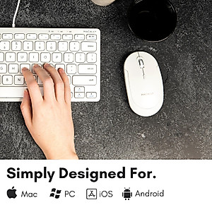 Macally Wireless Bluetooth Mouse for Mac, MacBook Pro/Air, iPad, and PC - Quiet Click and Comfortable Wireless Mouse - Compatible Wireless Apple Mouse - White Laptop Mouse Bluetooth