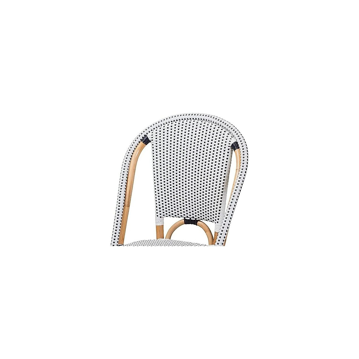 HomeStock Baroque Bliss French Black and White Weaving and Natural Brown Rattan Indoor and Outdoor Bistro Chair