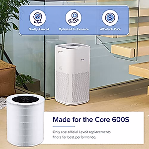 LEVOIT Core 600S-RF Air Purifier Replacement Filter, H13 True HEPA, Core 600S-RF, 1Pack, White