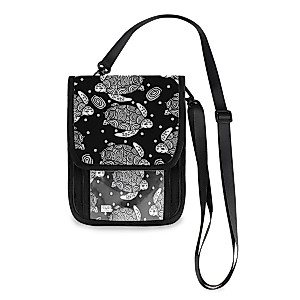 ALAZA Black Sea Turtle Polka Dot Small Crossbody Bags Travel Wallet Purse Passport Holder Mini Cell Phone Bag for Women