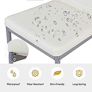 LDAILY Set of 4 PU Leather Dining Chairs, Modern Kitchen Chairs w/Padded Seat, Stable Frame Heavy Duty Upholstered Side Chairs, for Dining Room Home Restaurant Wedding Party Chairs, White