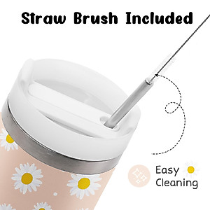 Daisy Gifts for Girls Women, Cute Daisys Tumbler with Handle for Kids 14 Oz, Daisy Lovers Gifts for Little Girl, Insulated Stainless Steel Daisies Flower Cups, Floral Birthday Gift for Daughter