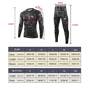 MEETYOO Thermal Underwear for Men, Winter Gear Long Johns Base Layer Top and Bottom Set for Skiing Running, Camo, Large