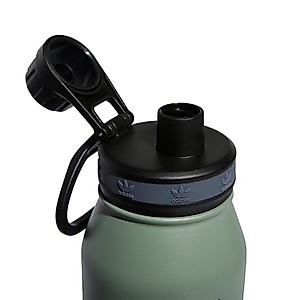 adidas Originals 1 Liter (32 Oz) Metal Water Bottle, Hot/Cold Double-Walled Insulated 18/8 Stainless Steel, Silver Green/Black/Onix Grey, One Size