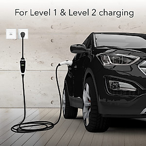 Lectron Level 1 / Level 2 Portable J1772 EV Charger (12 Amp / 32 Amp) with Dual Charging Plugs (NEMA 5-15 & 14-50) - Compatible with All J1772 EVs (White)