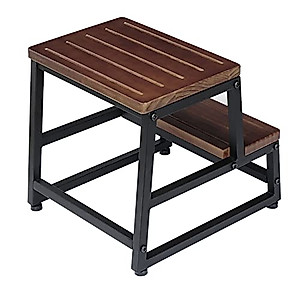 Wooden Step Stools for Kids and Adults, Heavy Duty Bed Steps for High Beds for Adults with Non-Slip Grooves Surface, 2 Step Stool for Bedroom, Kitchen, Bathroom - Holds up to 500 LBS by RORKEE