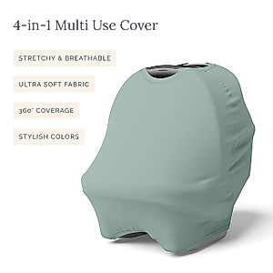 Natemia 4 in 1 Baby Car Seat Cover - Multi-Functional Stretchy & Soft Canopy, Nursing, Shopping Cart, & High Chair Cover