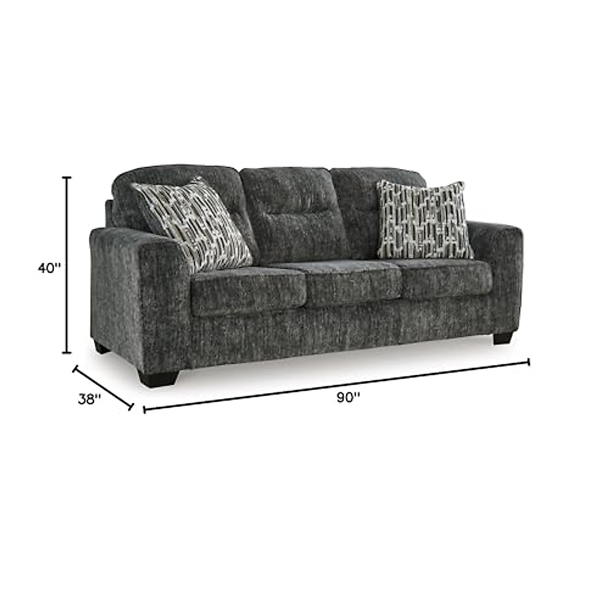 Signature Design by Ashley Lonoke Modern Sofa with 2 Accent Pillows, Gray