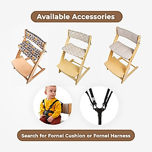 FORNEL Wooden High Chair for Babies and Toddlers - Adjustable Height Easy to Clean Toddler Highchair - Kids Dining Chair from 3 Years to 200 Lb, Grow with Child - Natural Birch