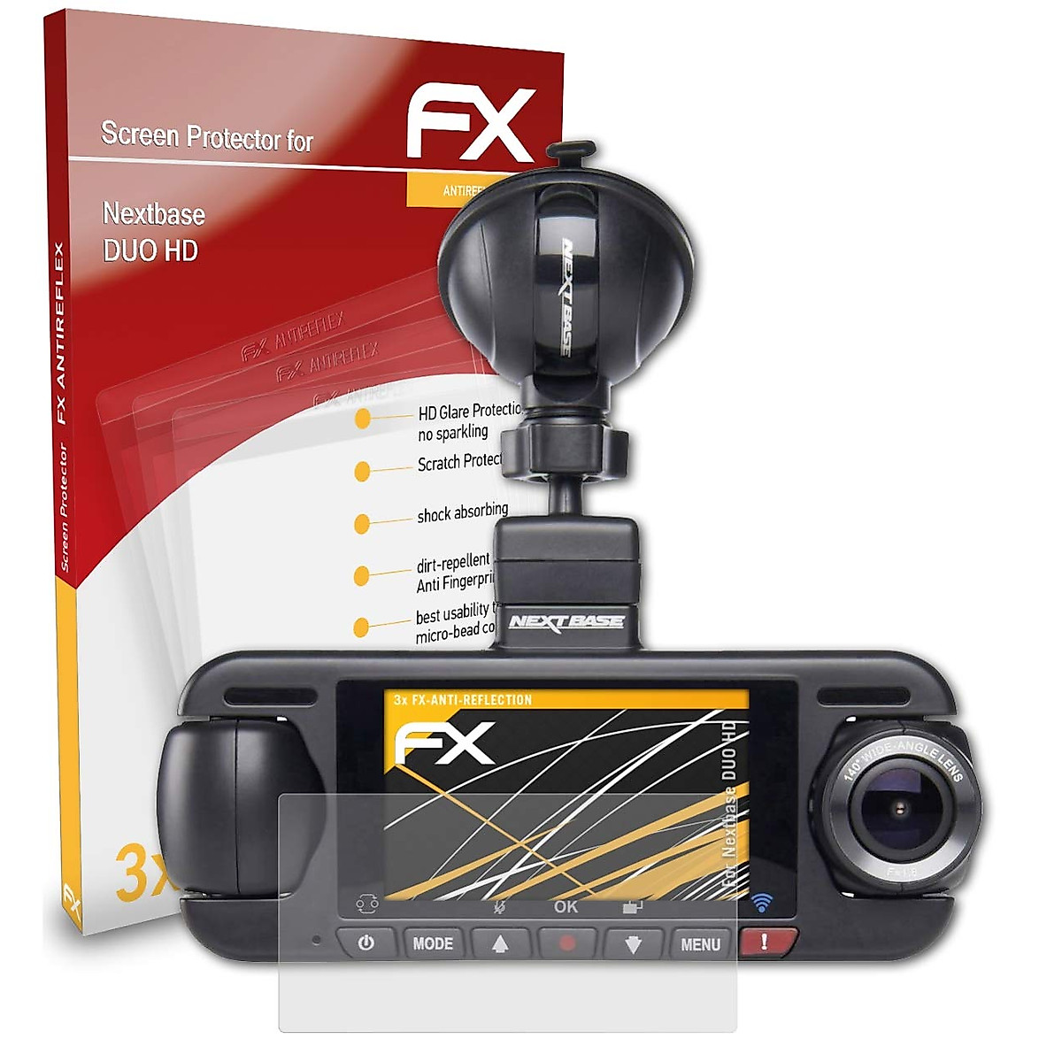 atFoliX Screen Protector compatible with Nextbase DUO HD Screen Protection Film, anti-reflective and shock-absorbing FX Protector Film (3X)