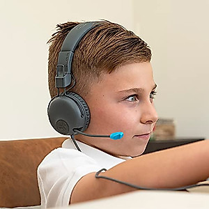 JLab JBuddies Learn On-Ear Kids Headphones | Retractable Boom Mic | Built-in Volume Regulators for Safety | Folding | Adjustable | Great for Schooling Homework and Virtual Classes