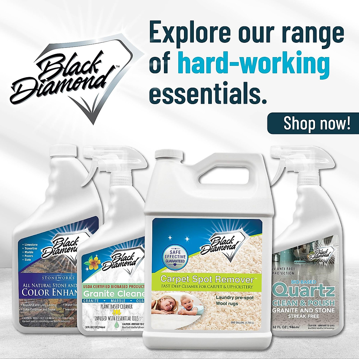 Black Diamond Stoneworks MARBLE & TILE FLOOR CLEANER. Great for Ceramic, Porcelain, Granite, Natural Stone, Vinyl and Brick. No-rinse Concentrate.(1-Gallon)