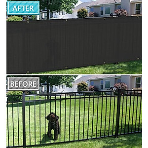 COARBOR 5'x44' Vinyl Coated Polyester (PVC) Mesh Privacy Fence Screen Fencing for Back Yard Deck Patio Garden Blocker Barrier 80% Blockage with Gommets on Edges 280GSM-Black