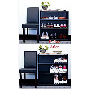 shoe pal Shoe Rack Organizer, 4 Adjustable Heights Space Saver, Large Base, High Heels Secure Docking and Backstop, 12 Pack White, Made in USA