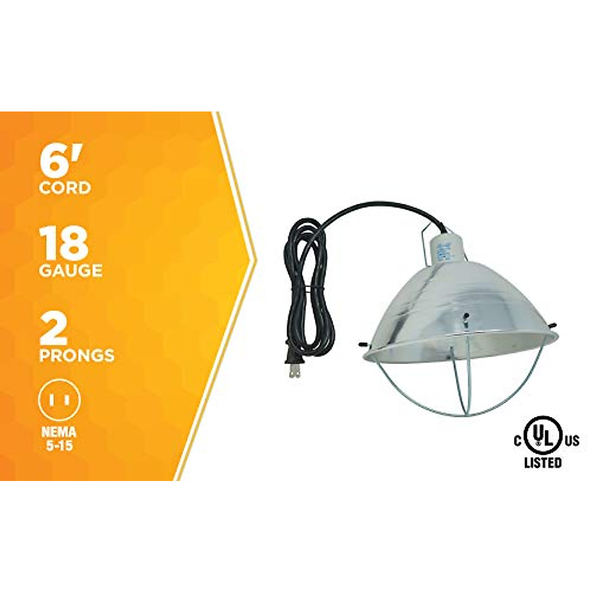 Woods 0165 Brooder Lamp with Bulb Guard;10.5 Inch Reflector and 6 Foot Cord (250 Watt; 18/2 SJTW); 0
