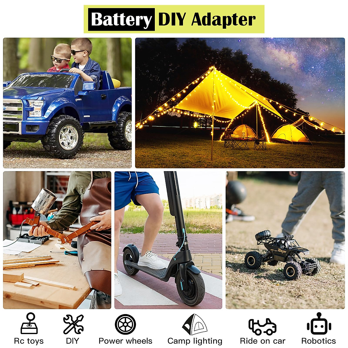 Power Wheels Adapter for Ryobi 18V Battery Adapter Power Wheels Battery Conversion Kit with Switch, Fuses & Wire Terminals, 12AWG Wire, Power Connector for DIY RC Car Toys and Robotics