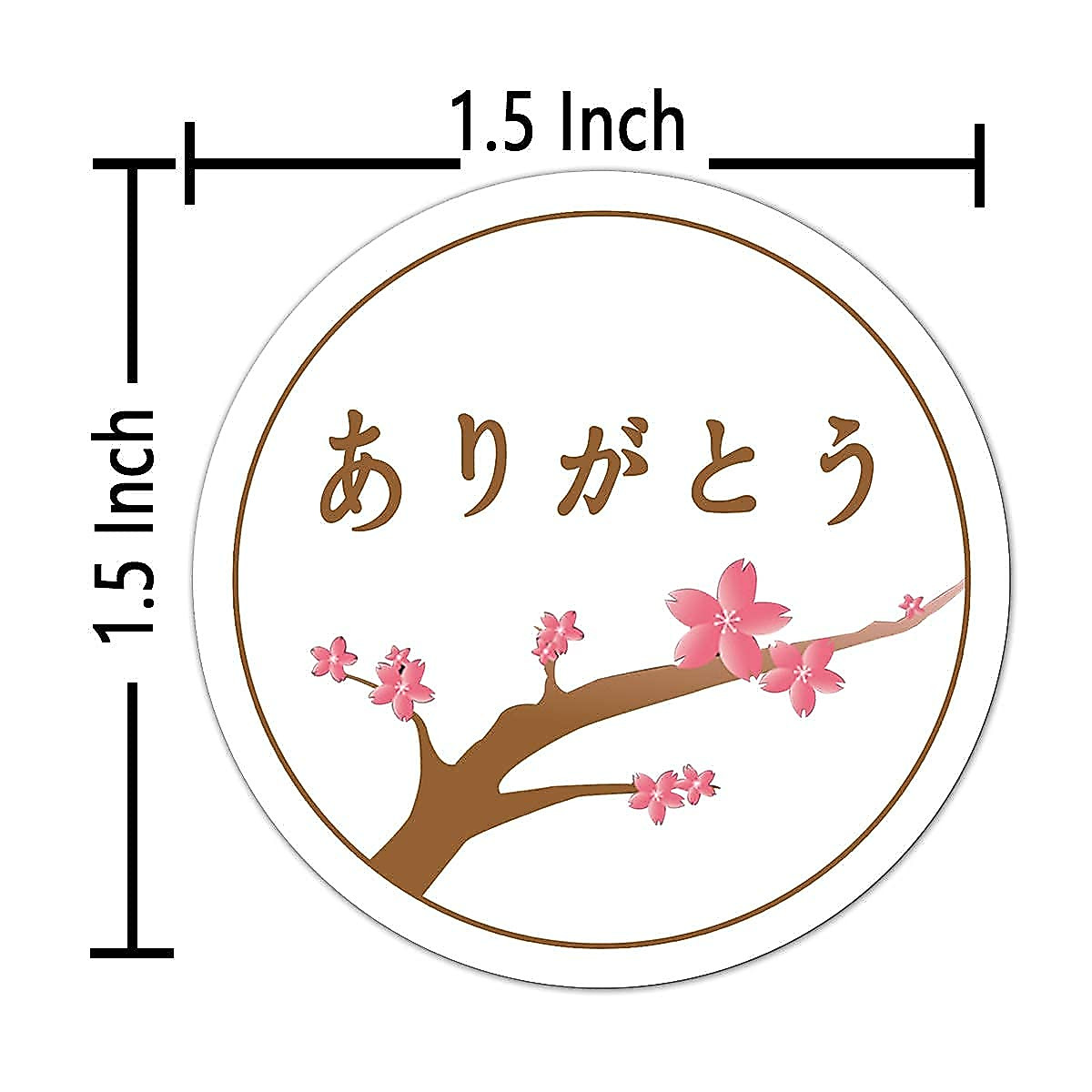 ありがとう Japanese Thank You Stickers 1.5 Inch Grateful Appreciation Labels for Baking Packing,Envelope Seals,Invitation Cards,500 Pcs Per Roll.