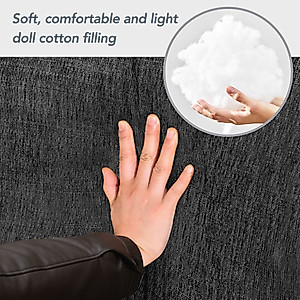 OPTOUGH Modern Chenille Fabric Convertible Sectional Sofa with Reversible Chaise,L-Shaped Couch 3-Seat Sofacair with 2 Pillows for Living Room,Apartment (86" Drrk Grey)