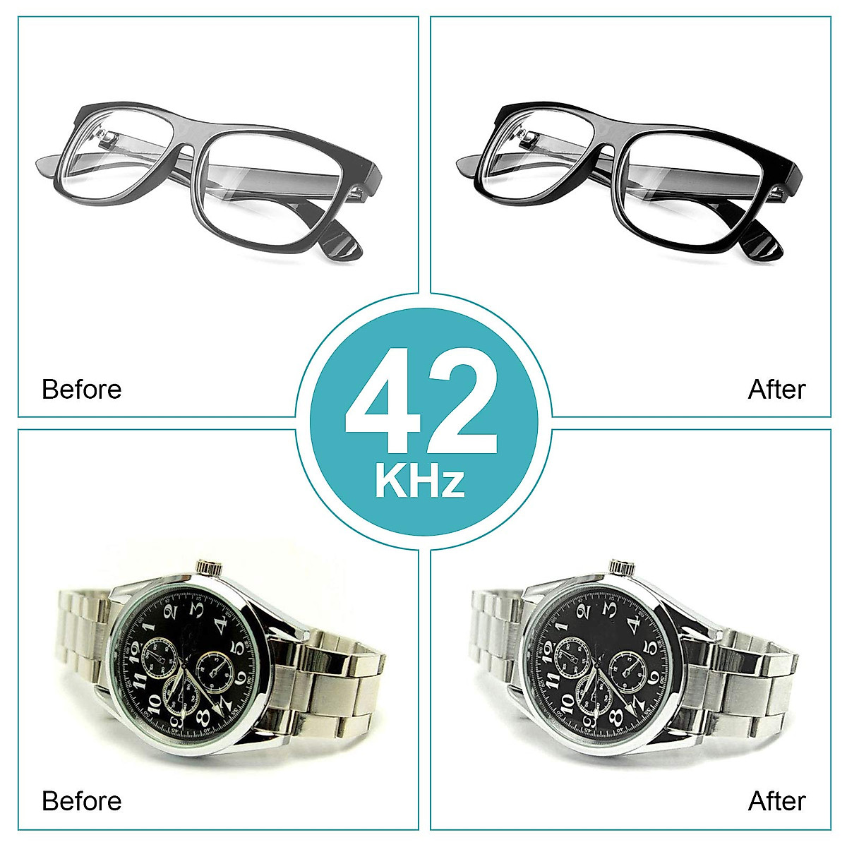 UKOKE 3800S, Professional Jewelry Timer, Portable Household Ultrasonic Cleaning Machine, Eyeglasses Denture Cleaner, 0.6 L, Silver