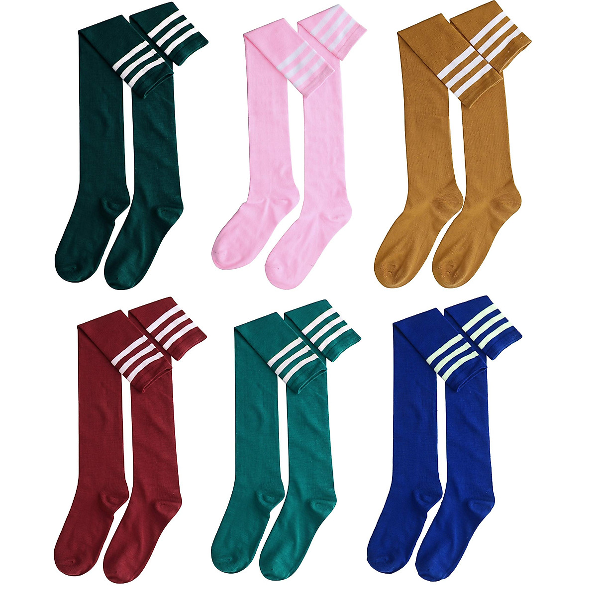 CISMARK Womens Thigh High Socks Over the Knee High Striped Stocking Boot Leg Warmer Long Socks for Daily Wear Cosplay