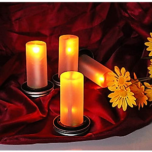 Bticx Mason Jar Lights, 4 Pcs LED Solar Mason Jar Lids Lights for Jars, Simulation Flame Flickering Garden Wedding Patio Home Decoration Lights for Regular Mouth Mason Jar Lantern