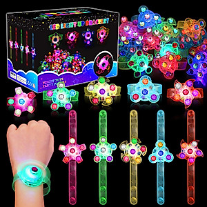 BSTCRAFT 22 Pack LED Light Up Fidget Spinner Bracelets, Glow in The Dark Party Supplies Party Favors for Kids Lights Up Bracelet Goodie Bag Filler Fidget Toy Treasure Box Gifts Birthday Christmas