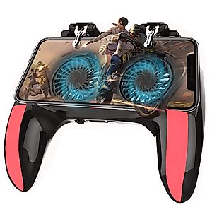 PUBG Mobile Game Controller- Dual Cooling Fan Gaming Triggers with 2200 mAh Build in Battery for 4.7-6.5inch iPhone and Android Phone by ipremium (Dual Fan)