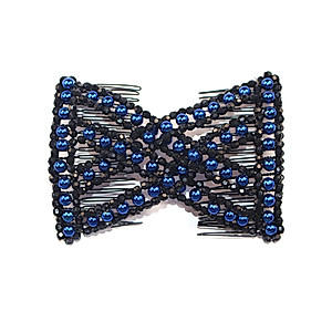 SimpleLif Combs Stretchable Double Hair Comb Twist Fountain Ponytail,Magic Hair Comb EZ Beaded Double Stretchy Delicate Elastic Women Clips Hairstyle,Random Color