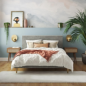 Mr. Kate Daphne Upholstered Bed with Headboard and Modern Platform Frame, Full, Light Gray Velvet