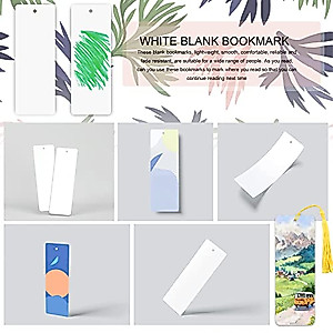 Bercoor 240 PCS White Blank Paper Bookmarks Decorate with 240 Pcs Tassels, Thick Cardstock Bookmark for DIY Craft Projects and Gifts Tags