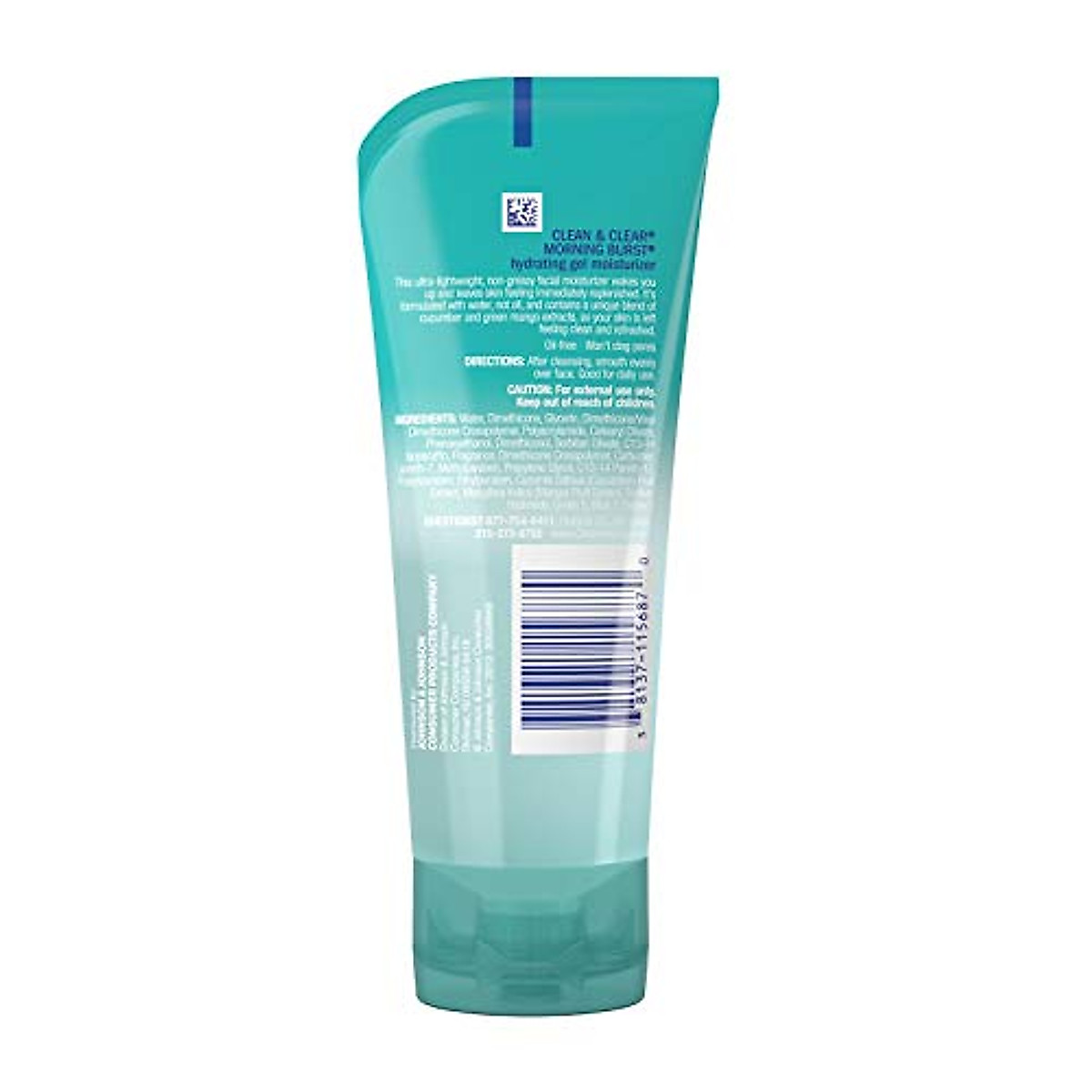 Clean & Clear Morning Burst Hydrating Gel Face Moisturizer with Cucumber & Green Mango Extract, Oil-Free Daily Facial Moisturizer for Acne-Prone Skin Care, Non-Greasy & Non-Comedogenic, 3 oz