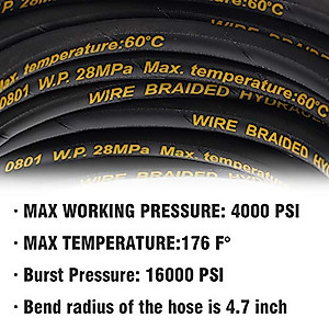 Hourleey 50FT Pressure Washer Hose with 3/8 Inch Quick Connect, High Tensile Wire Power Washer Hose, 4000 PSI