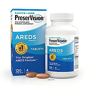 PreserVision AREDS Eye Vitamin & Mineral Supplement, Contains Vitamin C, A, E, Zinc & Copper, 120 Tablets (Pack of 2) (Packaging May Vary)