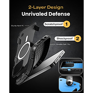 Rockaway Magnetic for iPhone 14 Pro Max Case, [Compatible with MagSafe] [Non-Slip] Heavy Duty Shockproof Phone Cover for iPhone 14 Pro Max 6.7 inch -Black