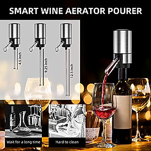 Electric Wine Opener, Wine Gift Set with Rechargeable Automatic Corkscrew Wine Bottle Opener, Electric Wine Aerator, Foil Cutter, Stopper