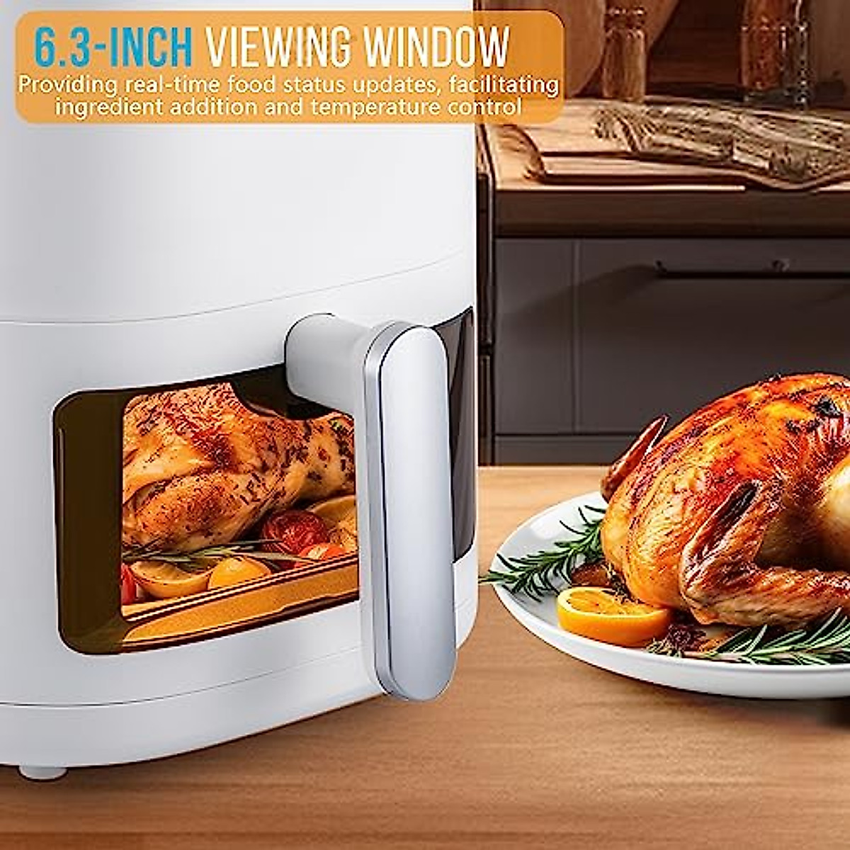 Bear Air Fryer, 5.3Qt for Quick and Oil-Free Healthy Meals, Easy View and Smart 8 in 1 Digital Touchscreen, Shake Reminder, Dishwasher-Safe & Non-stick Basket, Disposable Paper Liner and Recipes included