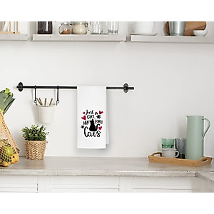 QODUNG Just a Girl Who Loves Cats Soft Absorbent Kitchen Towels Dishcloths 16x24 Inch,Funny Cat Decorative Absorbent Drying Cloth Hand Towels Tea Towels for Bathroom Kitchen,Cat Lovers Girls Gifts